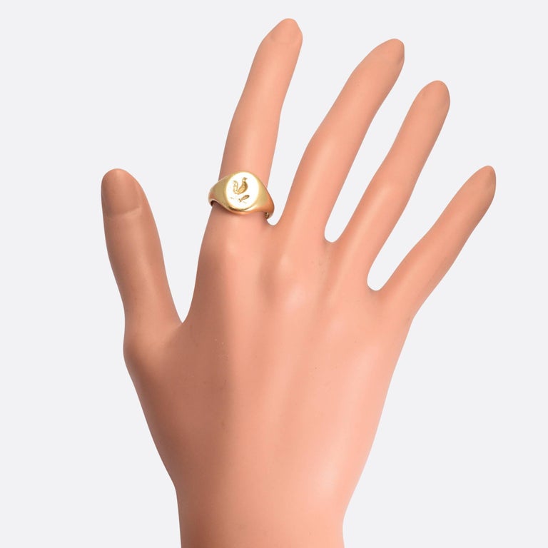 Antique Edwardian Rooster Intaglio Gold Signet Ring at 1stDibs ...