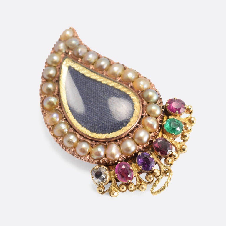 Antique Regency Acrostic "Regard" Gemset Witches Heart Locket at 1stDibs
