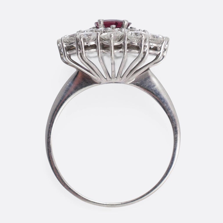Vintage Ruby Diamond Flower Cluster Ring at 1stDibs | vintage diamond ...
