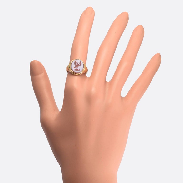 Mid-Victorian "Hawk and Oak" Intaglio Signet Ring at 1stDibs