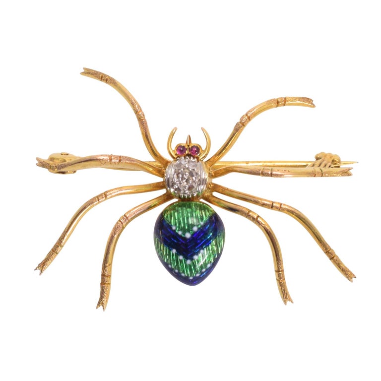 Antique Victorian Diamond Enamelled Spider Brooch at 1stDibs | antique ...