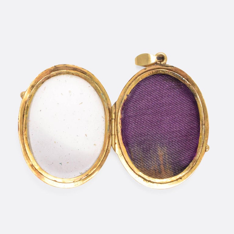 19th Century Ruby Pearl Enamelled Portrait Locket at 1stDibs