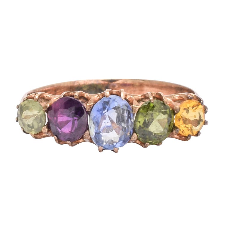 Antique Victorian Harlequin Five-Stone Ring at 1stDibs | victorian 5 ...