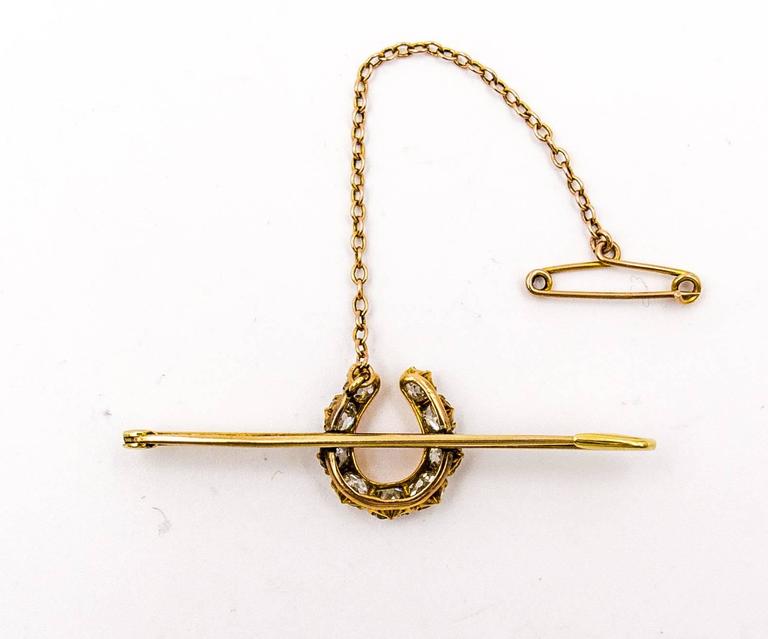 Victorian Diamond Gold Horseshoe Pin at 1stDibs