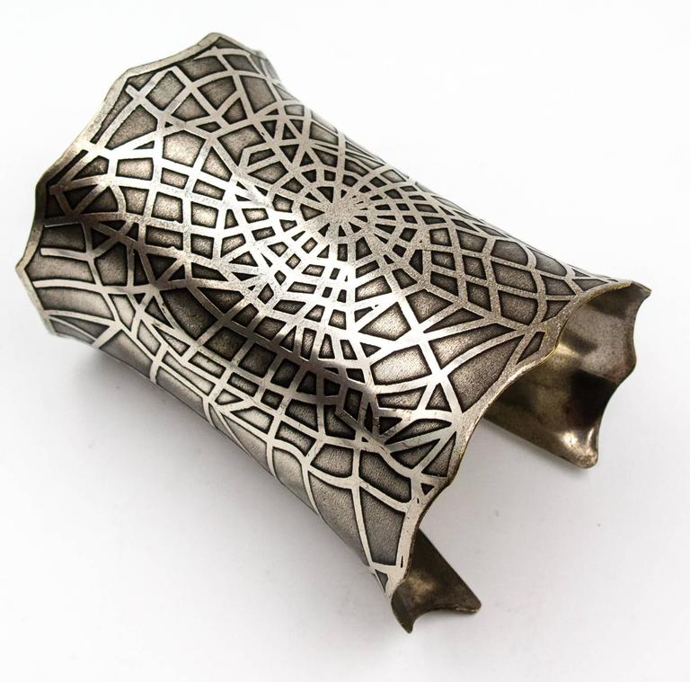 Impressive Silver Spider Web Motif Cuff at 1stDibs