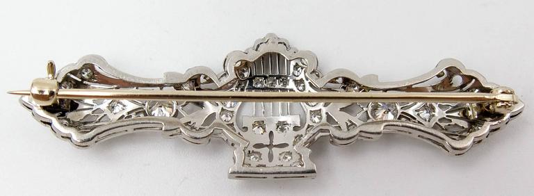Charming Edwardian Diamond Platinum Lyre Motif Pin at 1stDibs