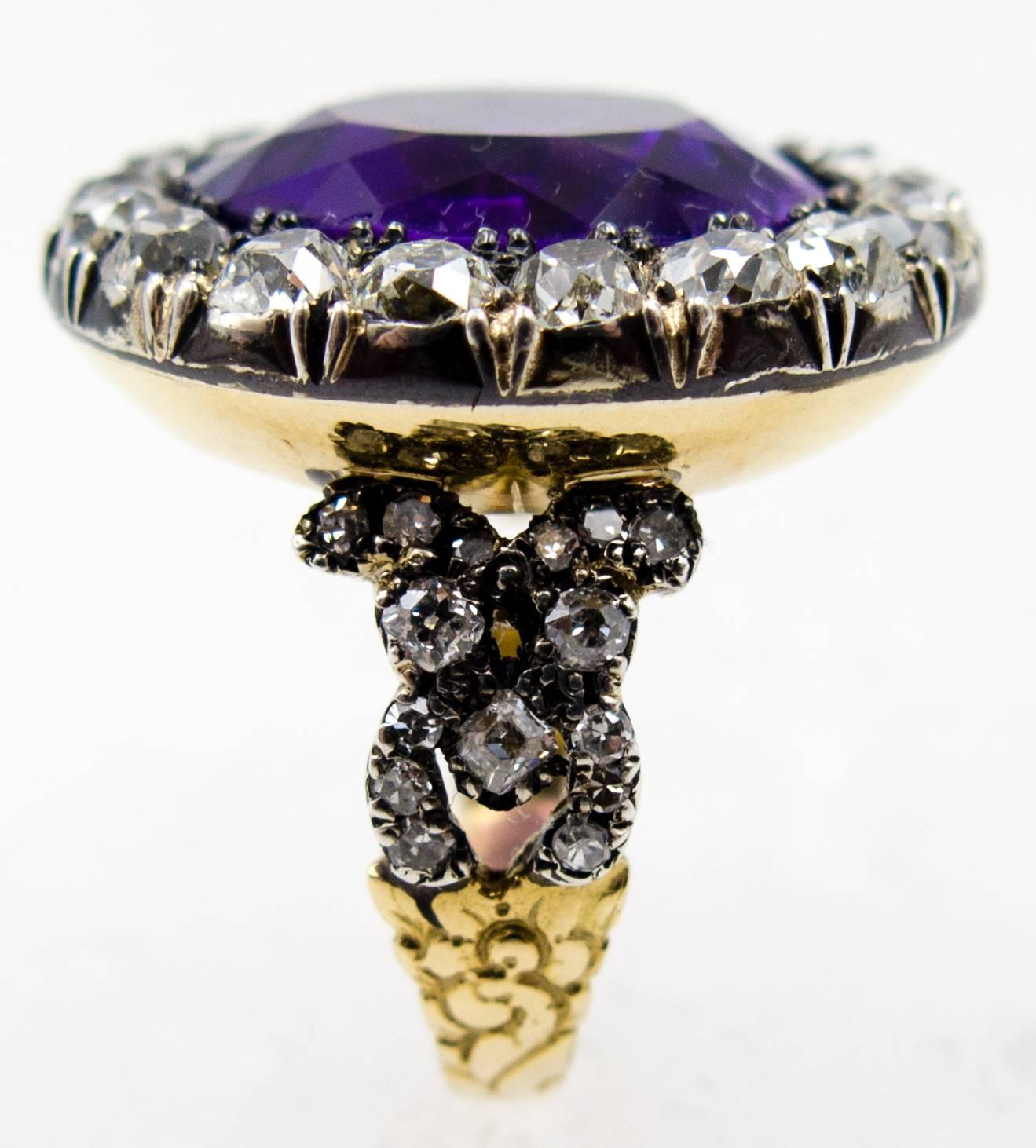 Impressive Antique Victorian Amethyst Diamond Cluster Ring at 1stDibs ...
