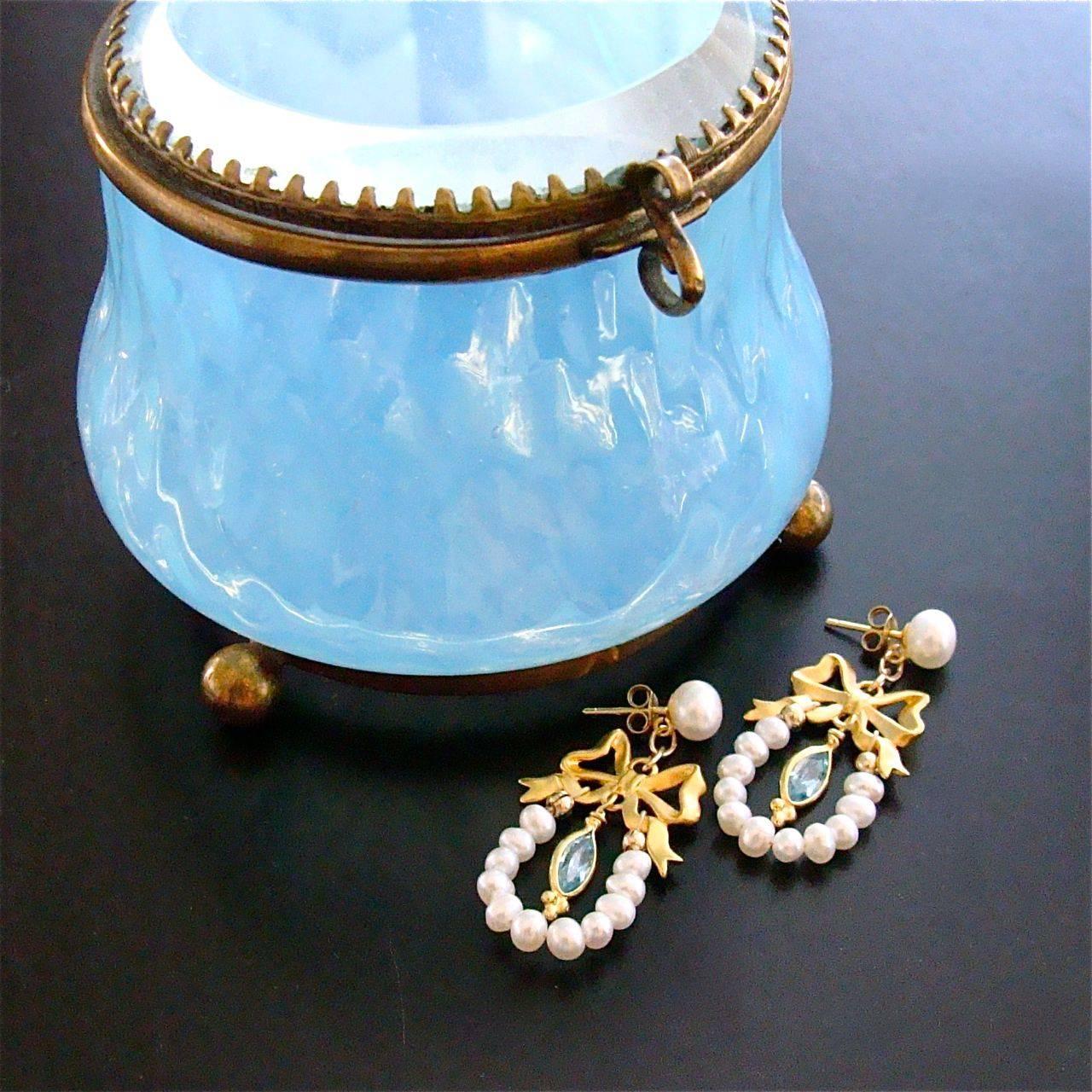 Regency Style Pearl Bow Earrings at 1stdibs