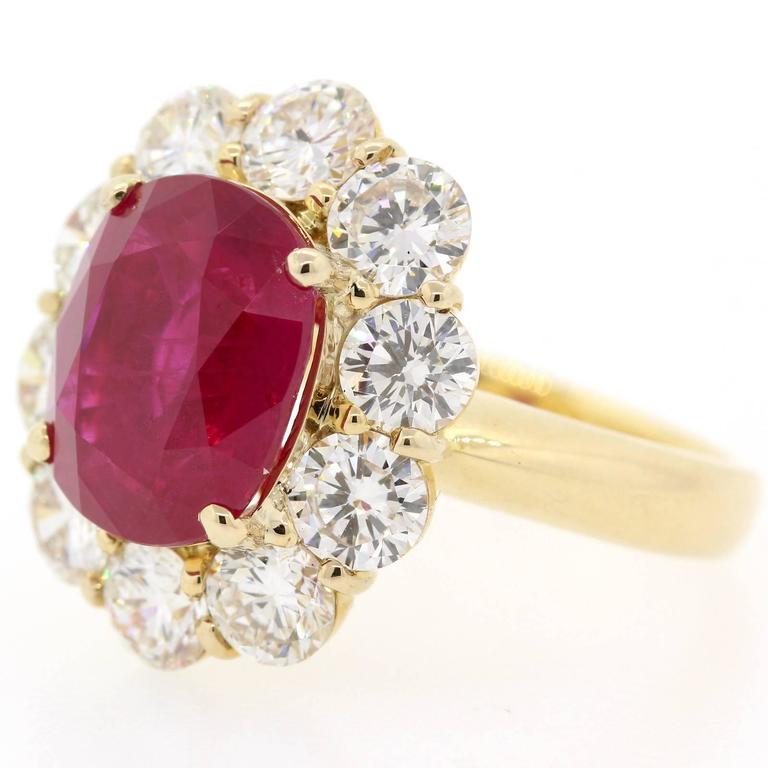 G.I.A. Certified 5.56 carat Natural Corundum Red Ruby Diamond gold Ring ...