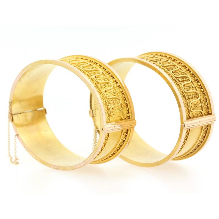 Antique English Victorian Pair Of Gold Bangle Bracelets at 1stDibs ...