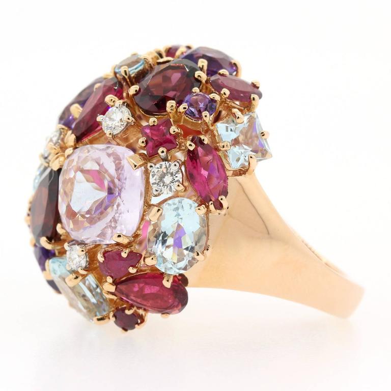 Medley of Color Gem Stones Rose Gold Ring at 1stDibs