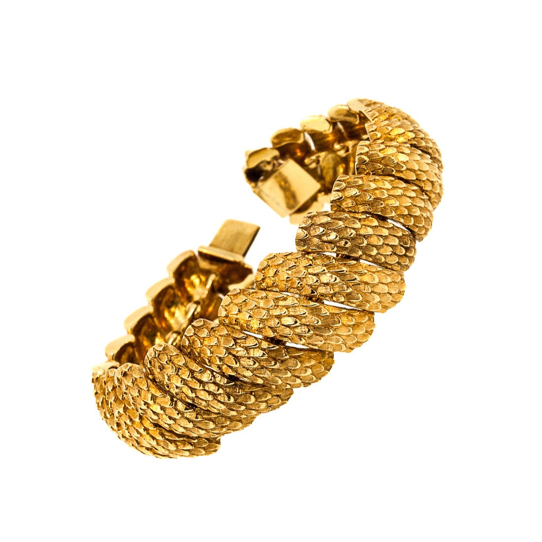 1960s Snake Scale Gold Bracelet at 1stDibs