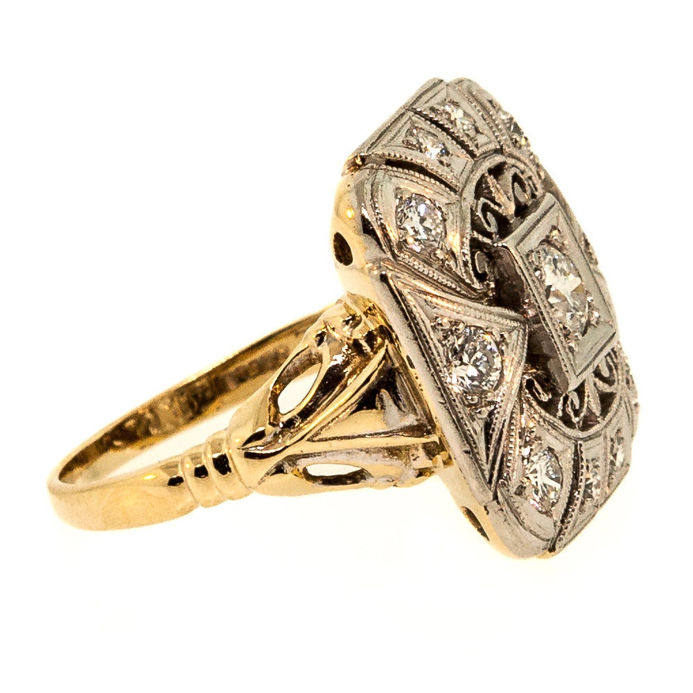 1940s Diamond Gold Palladium Ring at 1stDibs