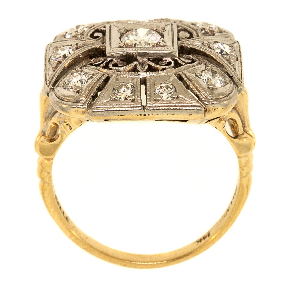 1940s Diamond Gold Palladium Ring at 1stDibs