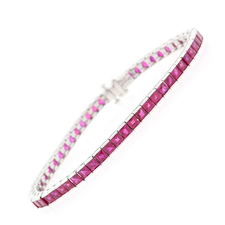 Burma Ruby Straight Line Bracelet at 1stDibs