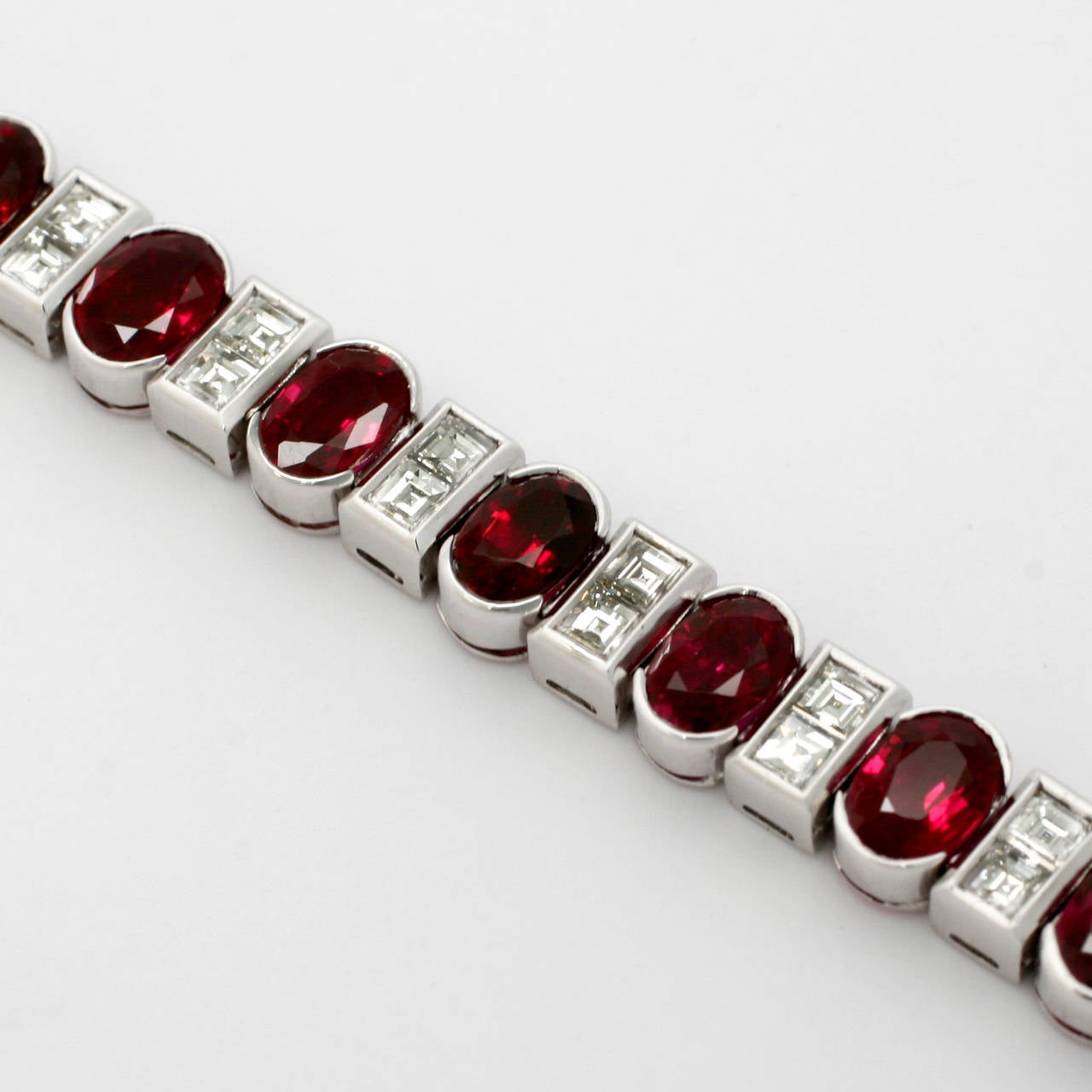 Gem Unheated Burma Ruby Diamond Platinum Bracelet For Sale at 1stDibs
