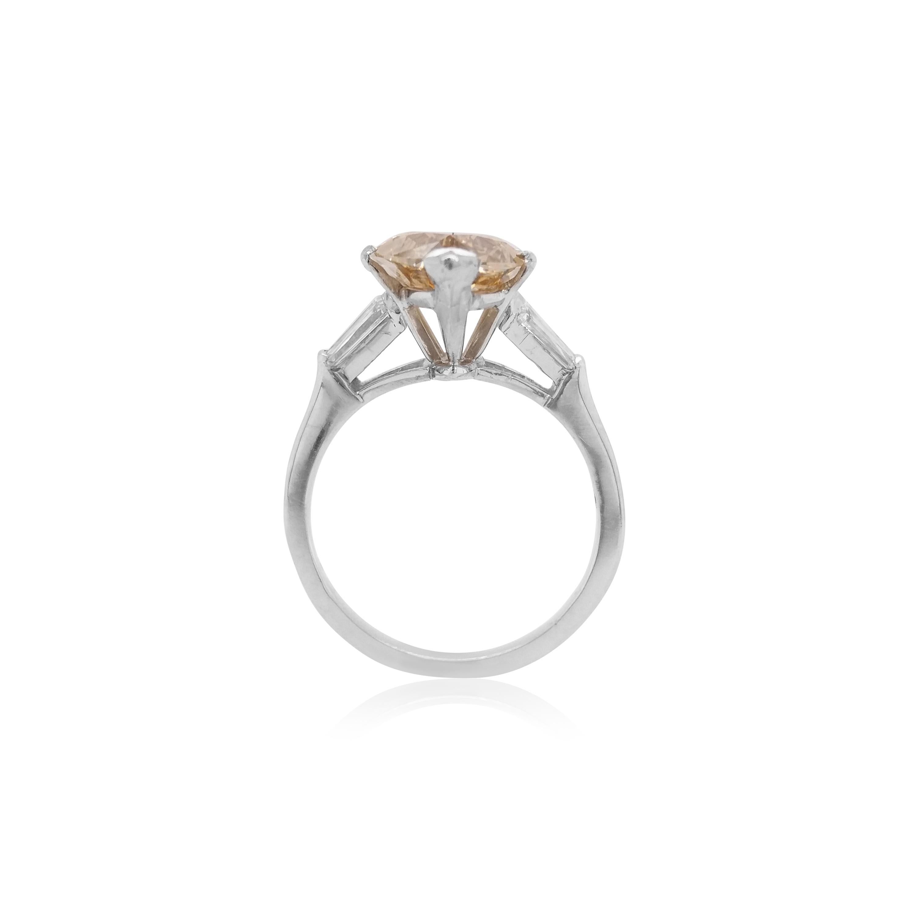 GIA certified Natural Fancy Brown Yellow Marquise Diamond, White diamond Pt Ring For Sale at 1stDibs