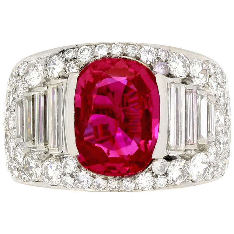 Bulgari Natural Unenhanced Burmese Ruby Diamond Ring For Sale at 1stdibs