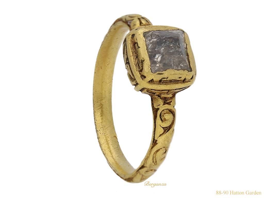 Post Medieval Tudor Diamond Gold Ring For Sale at 1stdibs