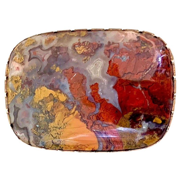 Antique Georgian Period Scottish Scenic Agate 14 Karat Rose Gold Brooch ...