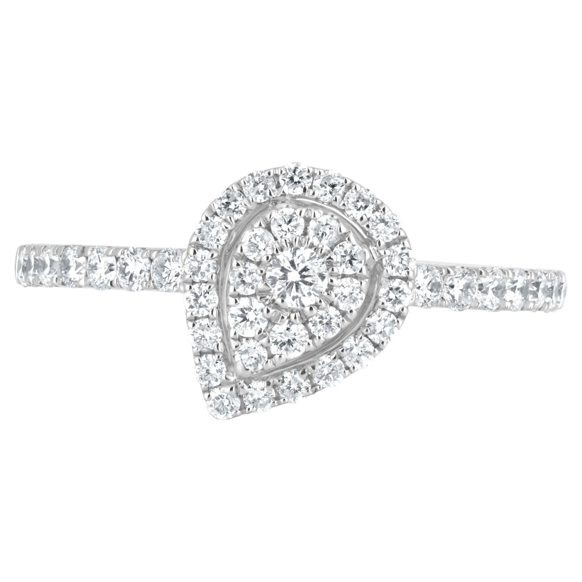 18 Carat White Gold Natural Peach Colored Pear Shaped Diamond Cluster ...