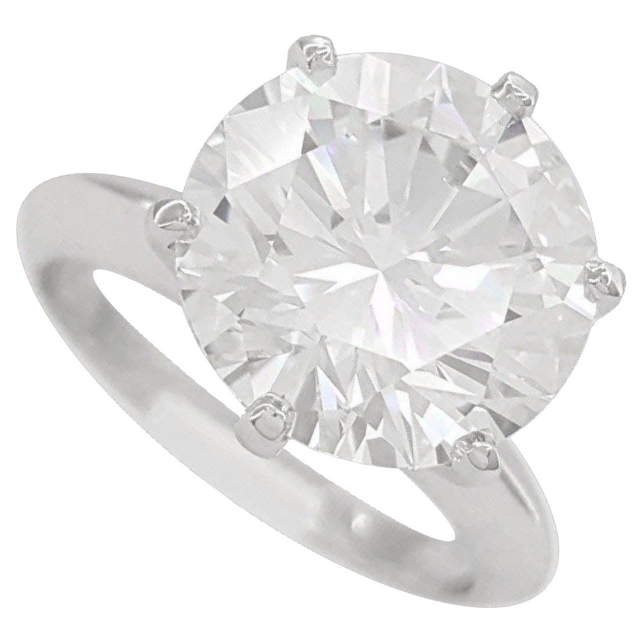 GIA Certified 6 Carat Round Brilliant Cut Diamond Platinum Ring For ...