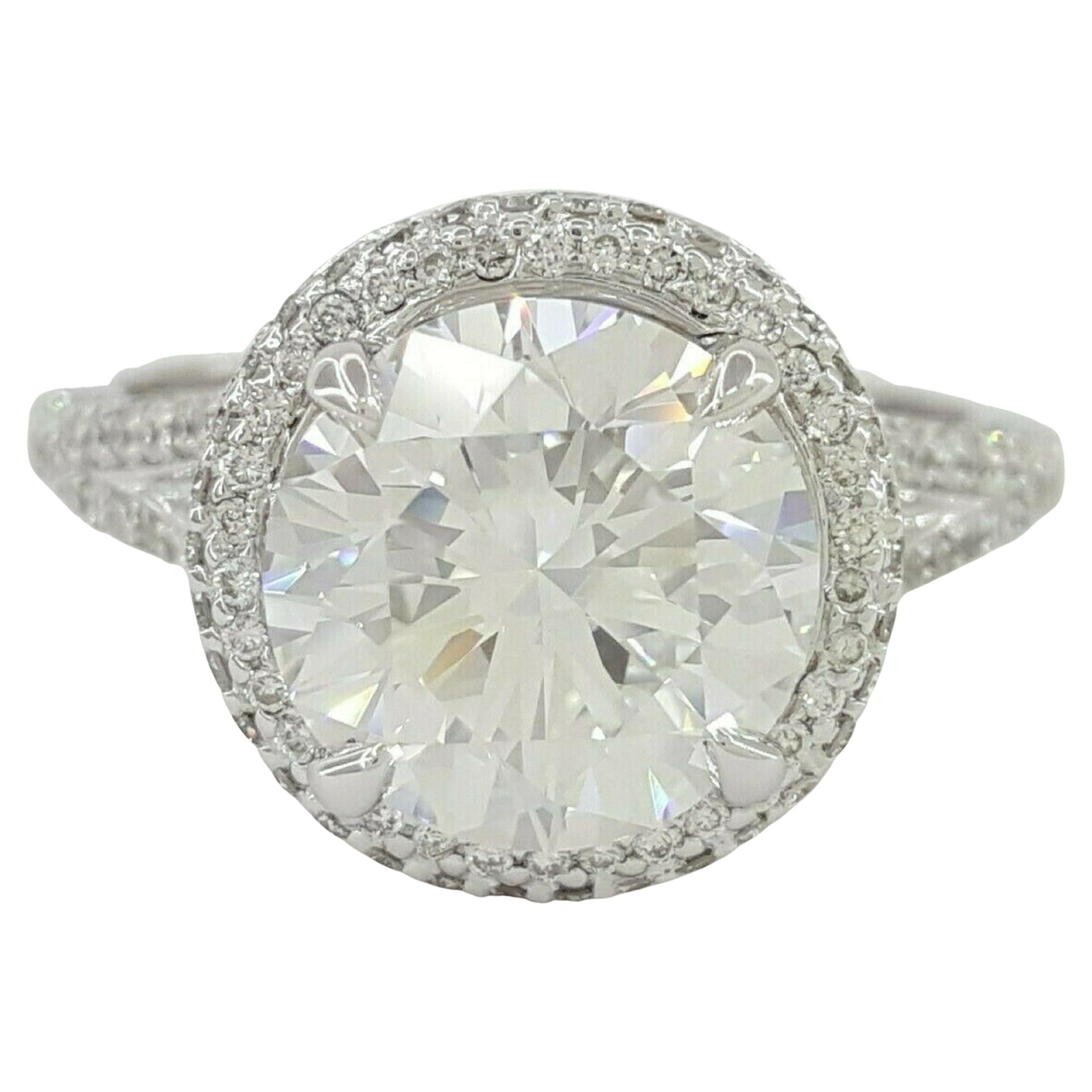 Round Brilliant Cut Natural Diamond Engagement Ring Round Halo White ...