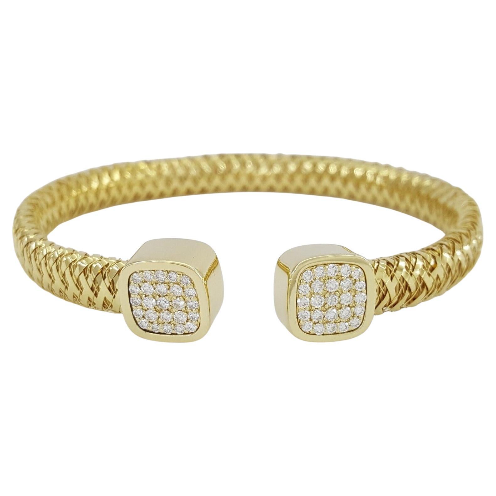 ROBERTO COIN Diamond Elephant Skin Domed Yellow Gold Bracelet at ...