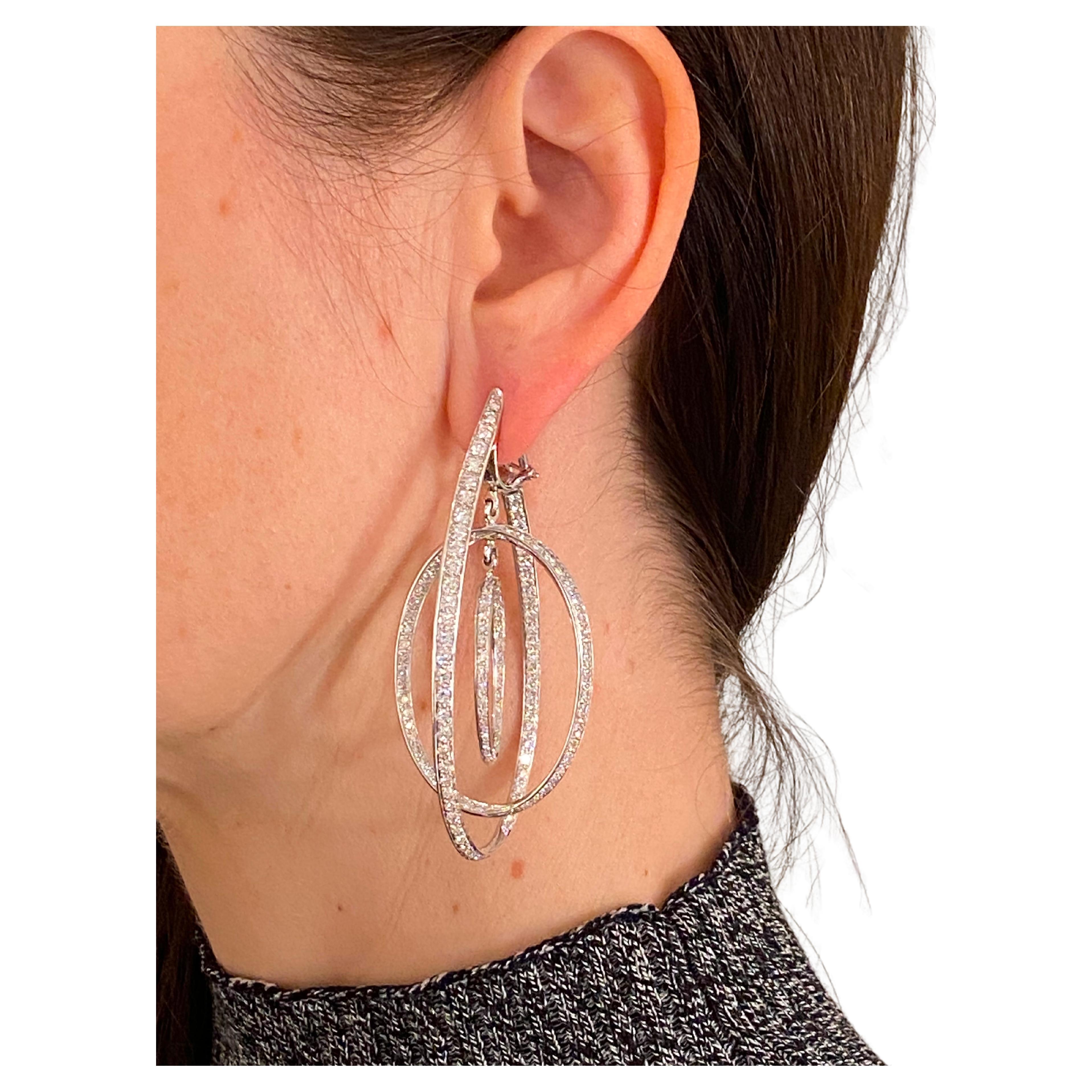 SCAVIA ASTROLABIO 18K White Gold And Diamonds Pavè Earrings For Sale at ...