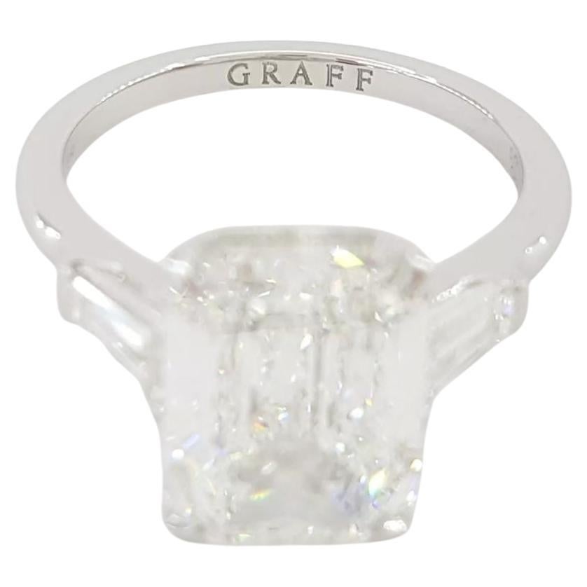GRAFF 5 Carat Emerald Cut Diamond Tapered Baguette Platinum Ring For ...