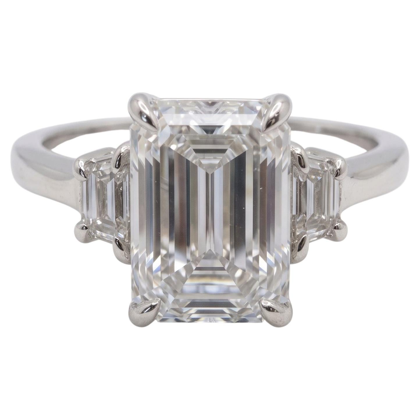 3.02 Carat D IF Cut-Cornered Rectangular Step Cut Diamond White Gold ...