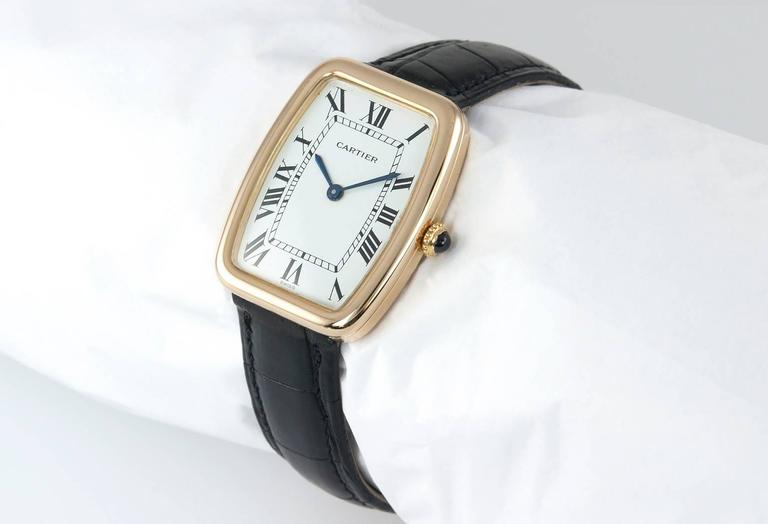 Cartier Yellow Gold Square Incurvee Wristwatch For Sale at 1stDibs
