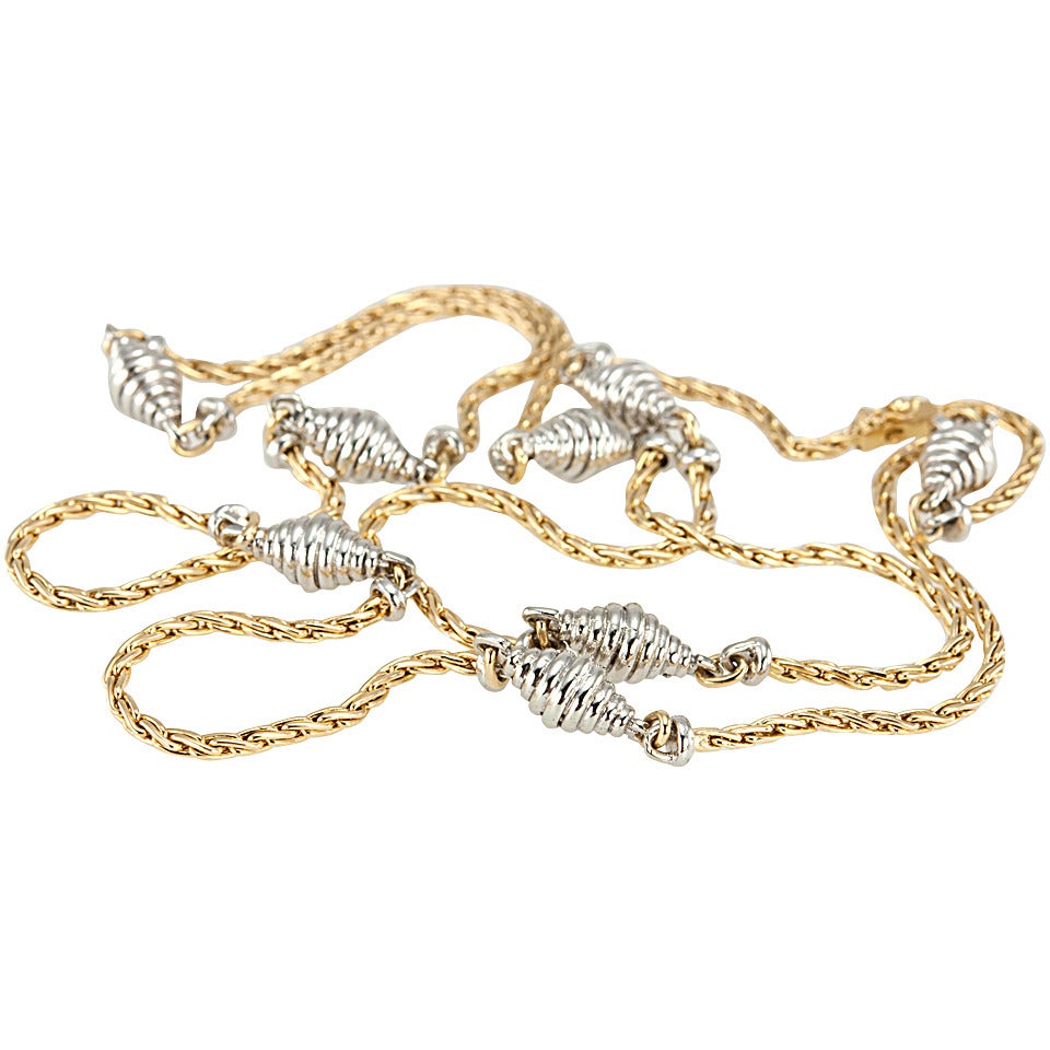 Cartier Two Color Gold Chain Necklace For Sale at 1stDibs