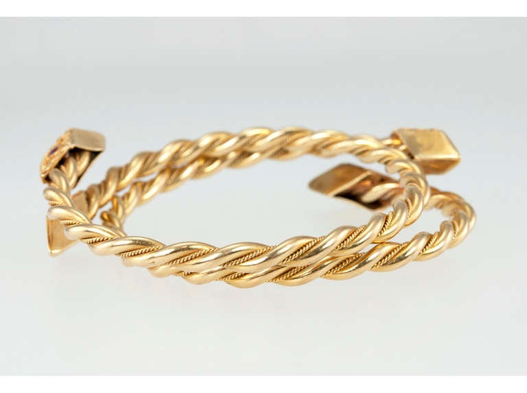 Pair of Twisted Gold Bangles at 1stDibs