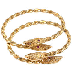 Pair of Twisted Gold Bangles at 1stDibs