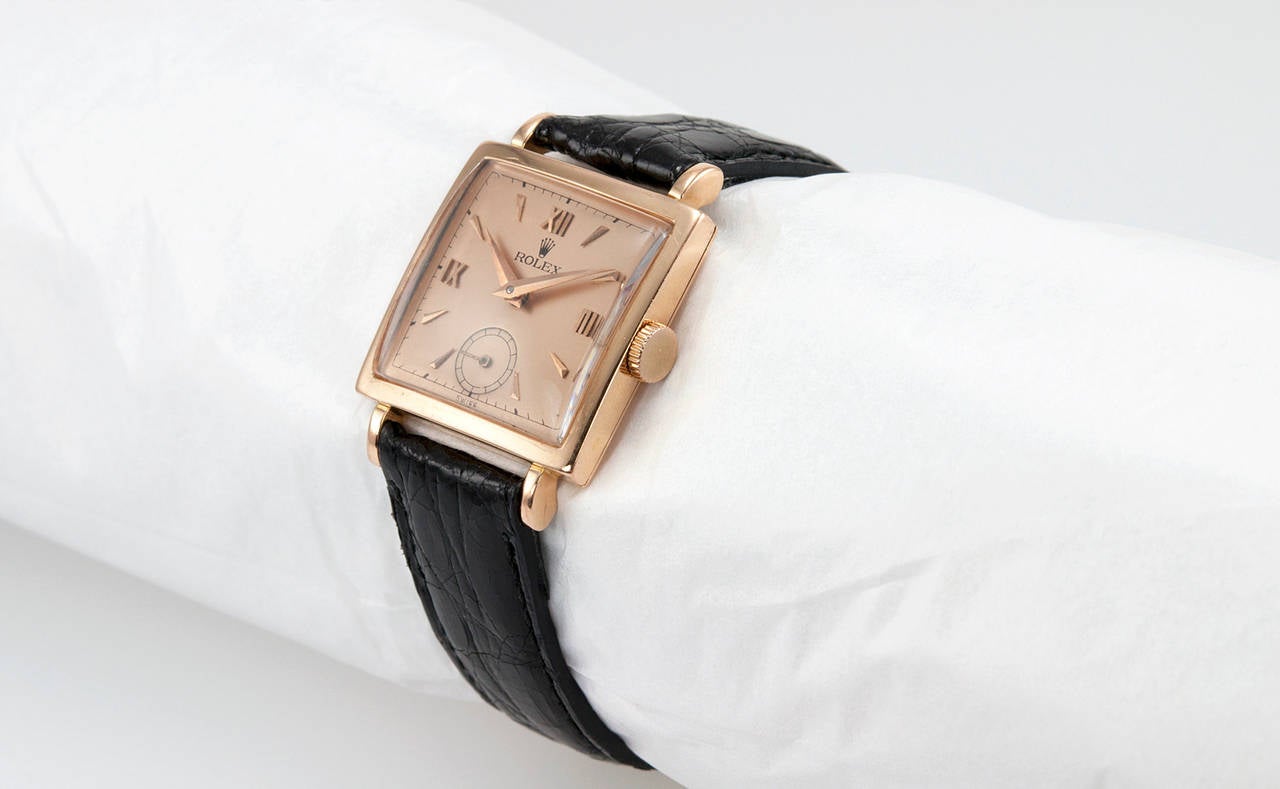 Rolex Rose Gold Square Dress Wristwatch Ref 4470 at 1stDibs | square rolex
