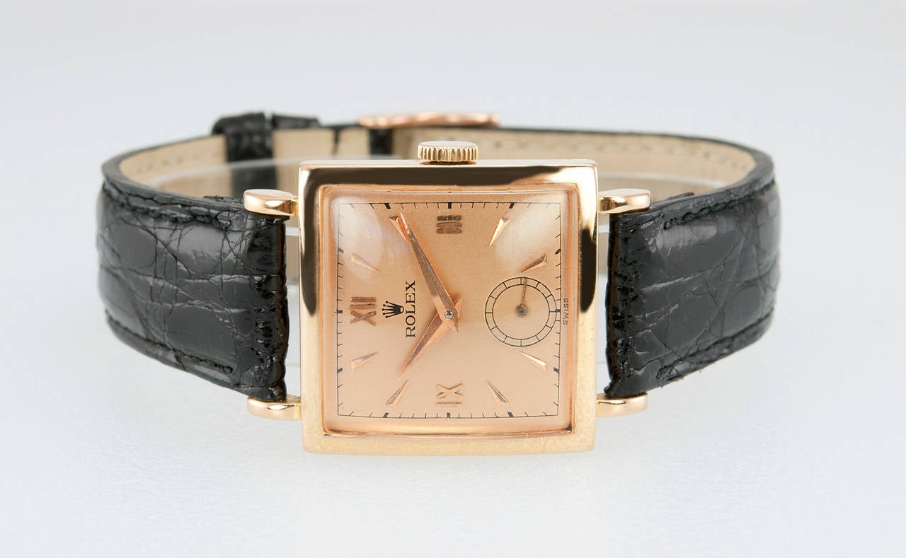 Rolex Rose Gold Square Dress Wristwatch Ref 4470 at 1stDibs | square rolex