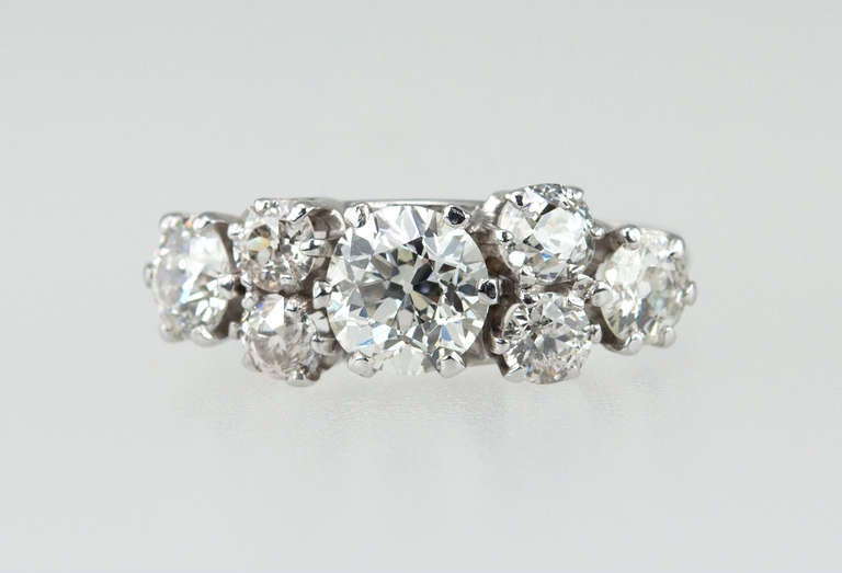 1950s Seven-Stone Diamond Ring at 1stDibs | seven stone engagement ring