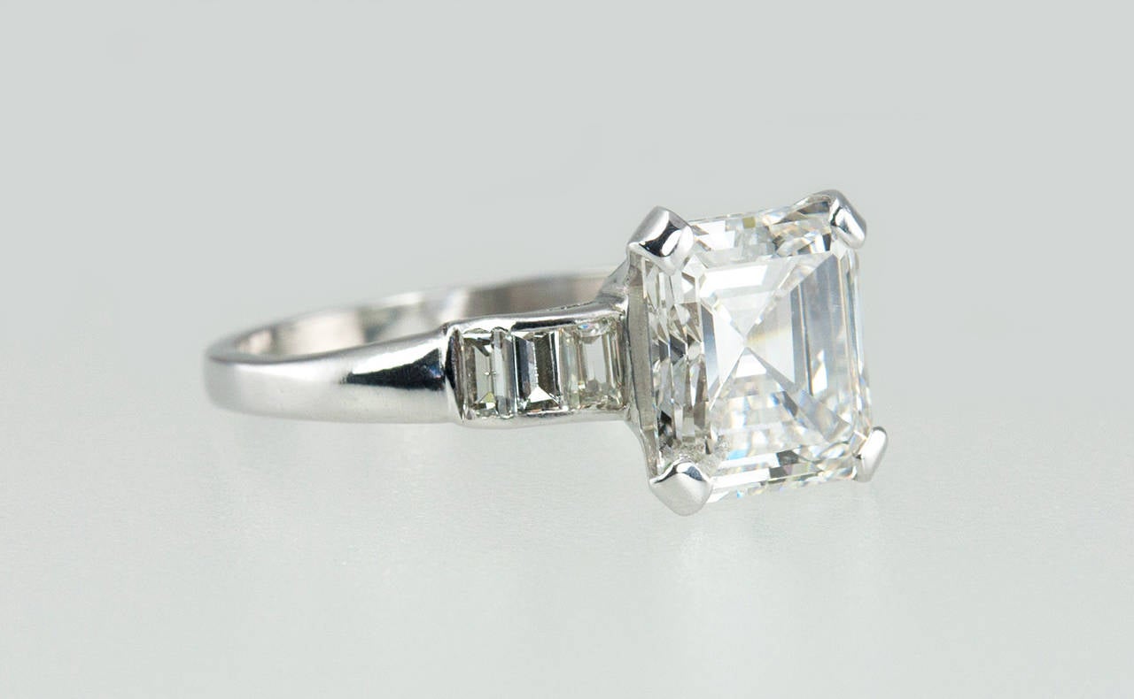2.26 Carat Square Emerald Cut Diamond Engagement Ring For Sale at ...