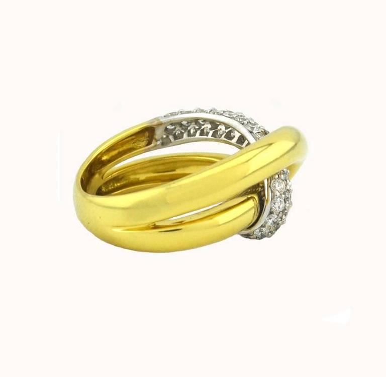 Fred and Co Diamond Gold Twist Ring For Sale at 1stDibs