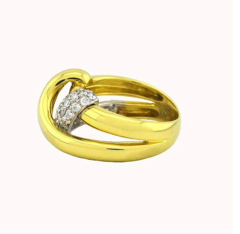 Fred and Co Diamond Gold Twist Ring For Sale at 1stDibs
