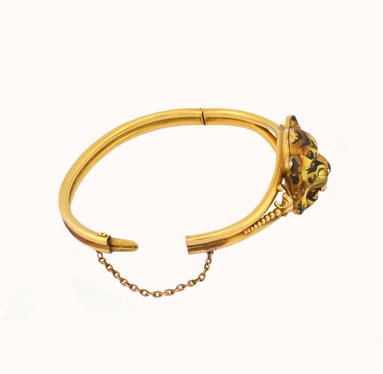 Tiger Bangle with Locket and Detailed Enamel For Sale at 1stDibs ...