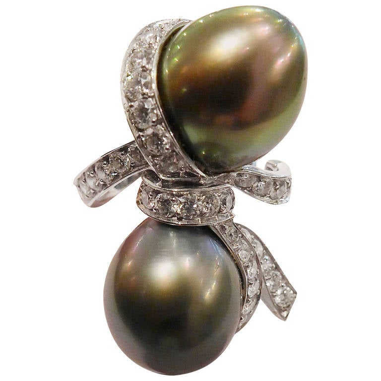 Christian Dior Caprice Collection Superb Tahitian Pearl Diamond Ring at ...