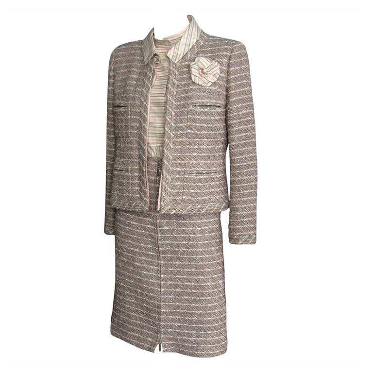 2003 CHANEL Spring Collection 3 Piece Tweed Suit at 1stDibs | chanel ...