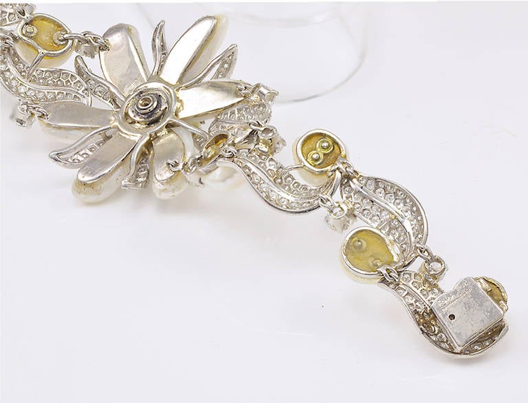 Ruser A Rare Pearl Diamond Gold Bracelet at 1stDibs