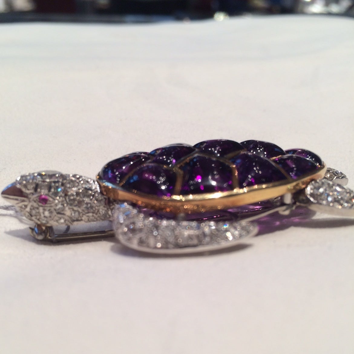 Amethyst Ruby Diamond Gold Platinum Turtle Brooch at 1stDibs | ruby ...