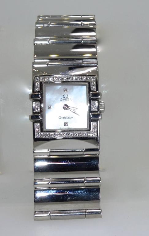 Omega Ladies Stainless Steel Diamond Constellation Quartz Wristwatch at ...
