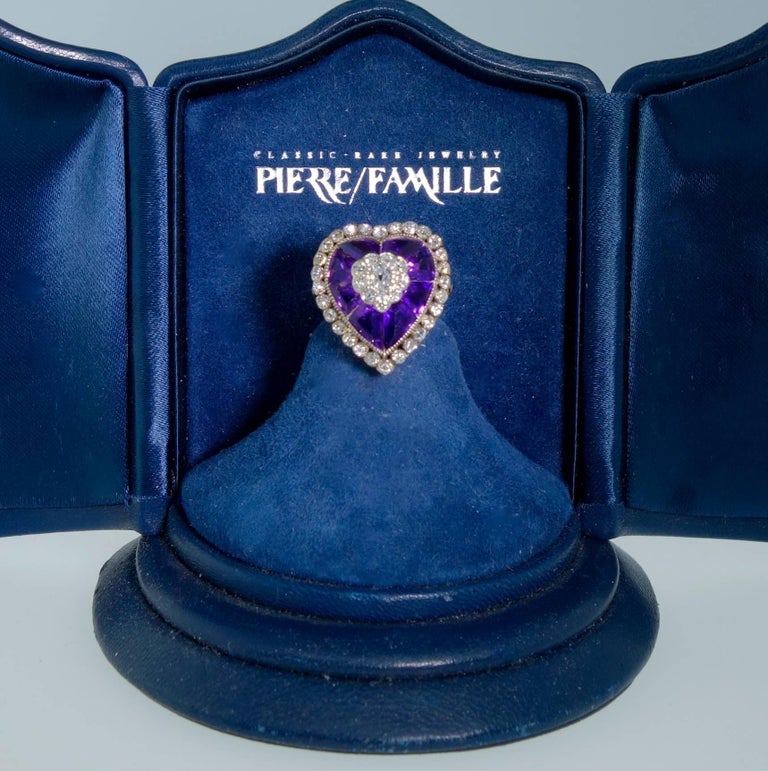 Antique Ring with Fancy Cut Amethysts and Diamonds at 1stDibs