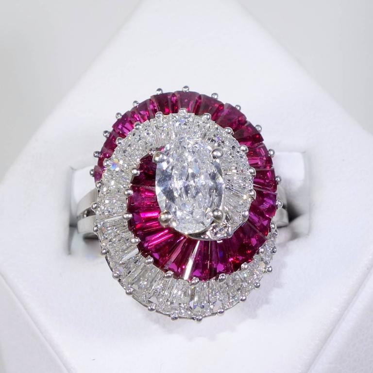 Ruby Diamond Platinum Ring at 1stDibs