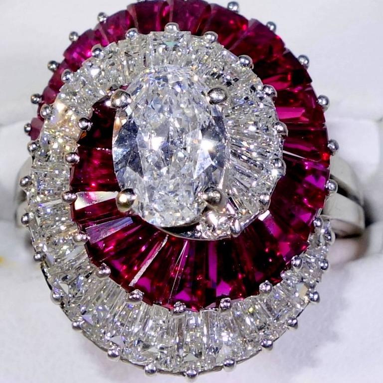 Ruby Diamond Platinum Ring at 1stDibs